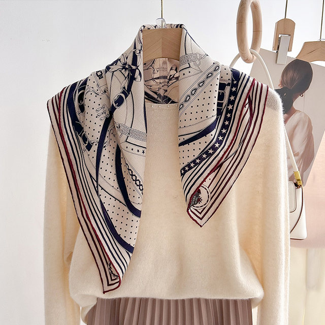 Real silk wool trunk scarf girl autumn and winter triangle cashmere ...