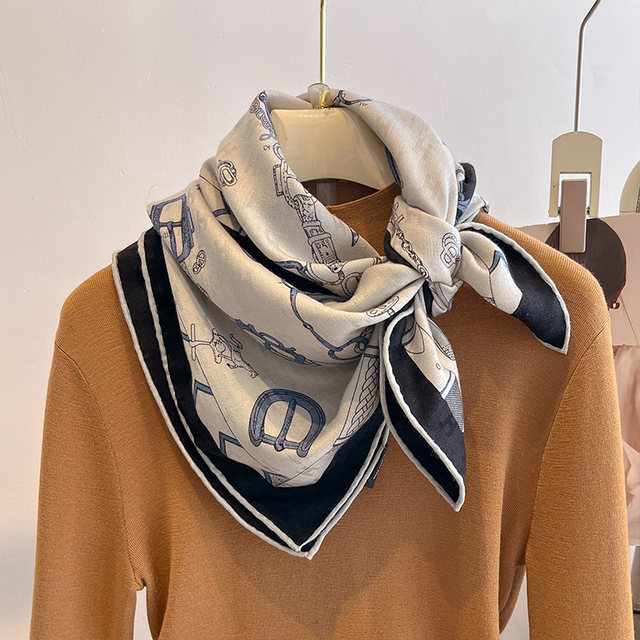 Silk wool scarf for women 2025 new cashmere shawl silk scarf large ...