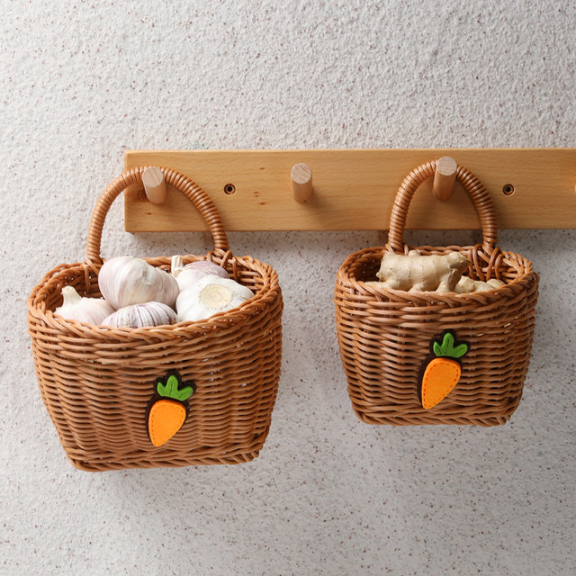 Kens Nordic woven basket kitchen ginger and garlic storage basket retro ...