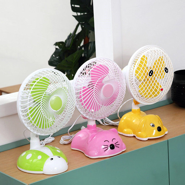 Cartoon mute shaking head electric fan desktop student dormitory mini ...