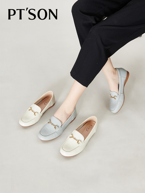 Bai Tiansen's head layer cowhide Lefu shoes soft leather soft bottom ...