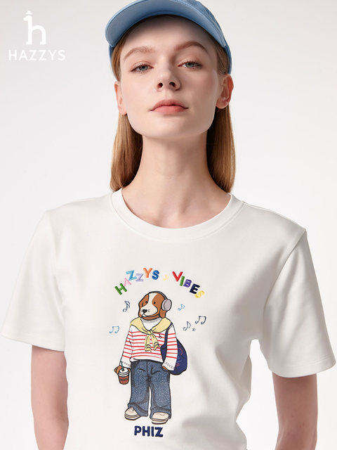 Hazzys Hazzys T-shirt for women 2025 summer new style stylish comfortable printed short-sleeved ...