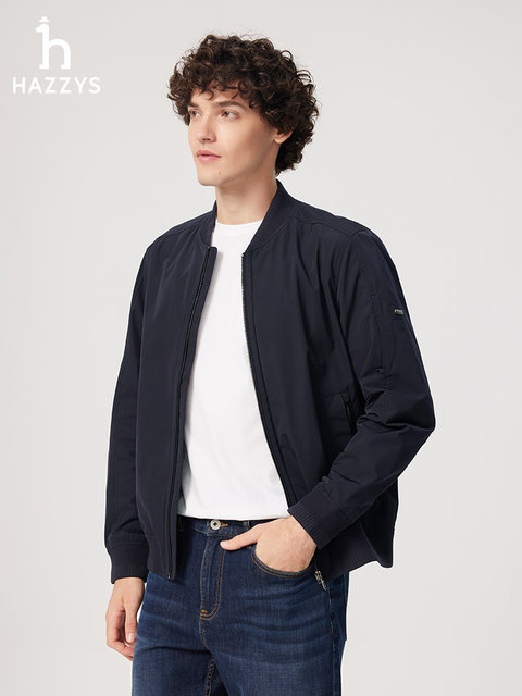 Hazzys 2025 spring and summer new men's bomber jacket textured jacket
