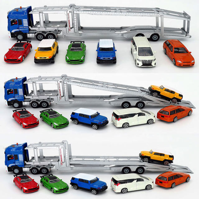Jingbang alloy car transporter double-decker car trailer toy semi ...