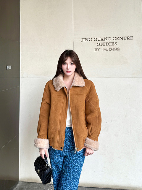 Wuster Camel fur all -in -one cashmere suede coat thickened 2024 new ...