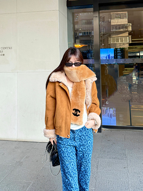 Wuster Camel fur all -in -one cashmere suede coat thickened 2024 new ...