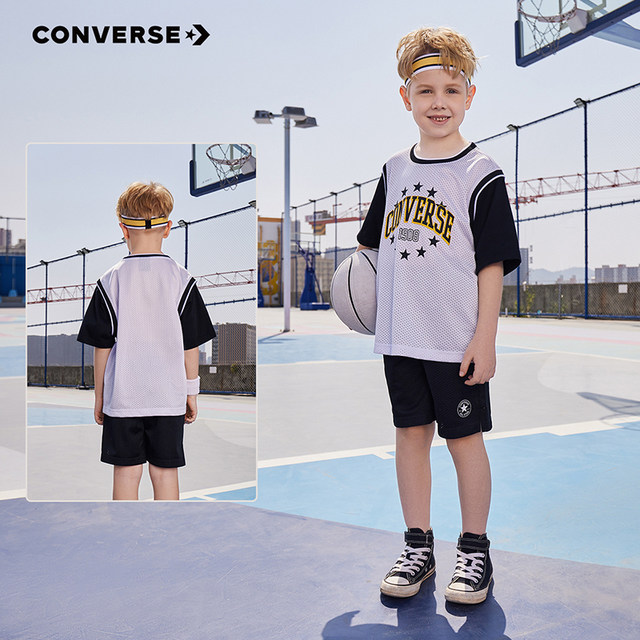 Converse children's clothing boys' T-shirt short-sleeved shorts 2024 summer boys 2-piece set ...