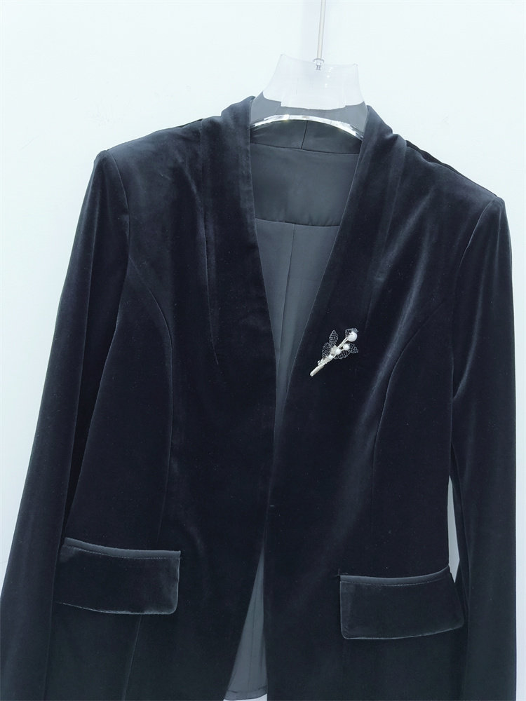 European station 2023 Autumn new fashion temperament gold velvet suits ...