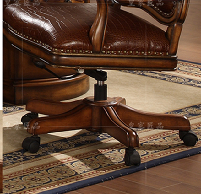 European boss chair solid wood American office chair household leather ...