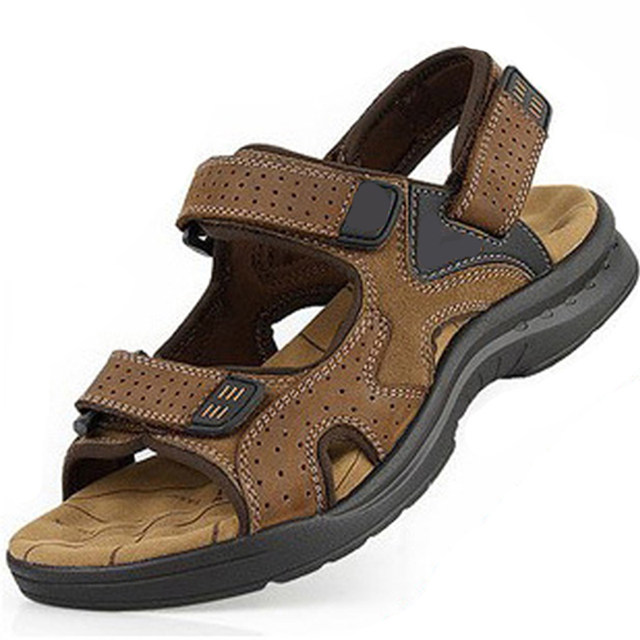 Men's Sandals 2025 Summer New Beach Shoes Men's Trendy Leather Outdoor ...
