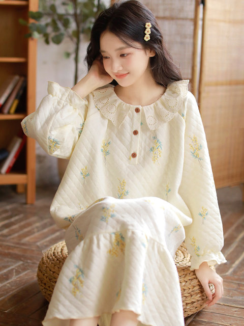 Autumn and Winter Pajamas for Women, Pure Cotton Loungewear, Long ...