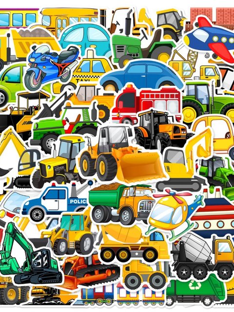 60 Cartoon Construction Vehicles kids Stickers for Laptops, Phone Cases ...