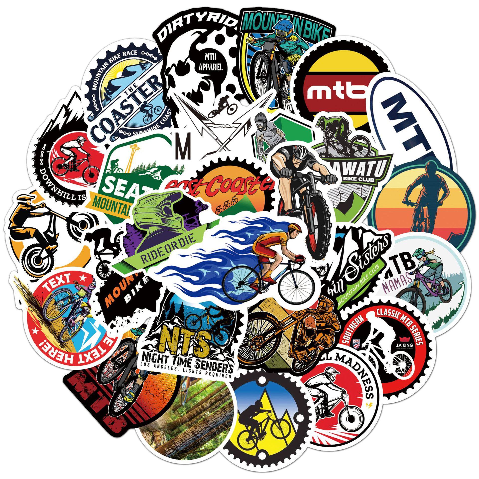 50 Cartoon Outdoor Mountain Bike Riding Stickers Laptop Motorcycle ...
