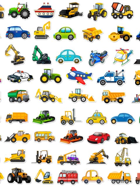60 Cartoon Construction Vehicles kids Stickers for Laptops, Phone Cases ...