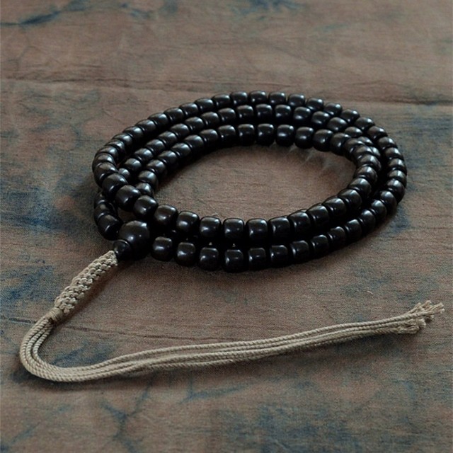 Black sandalwood 108 garden beads bracelet rosary natural log purple ...