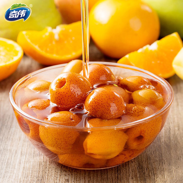 Qiwei canned fruit combination canned yellow peach, orange, hawthorn and snow pear mixed flavor ...