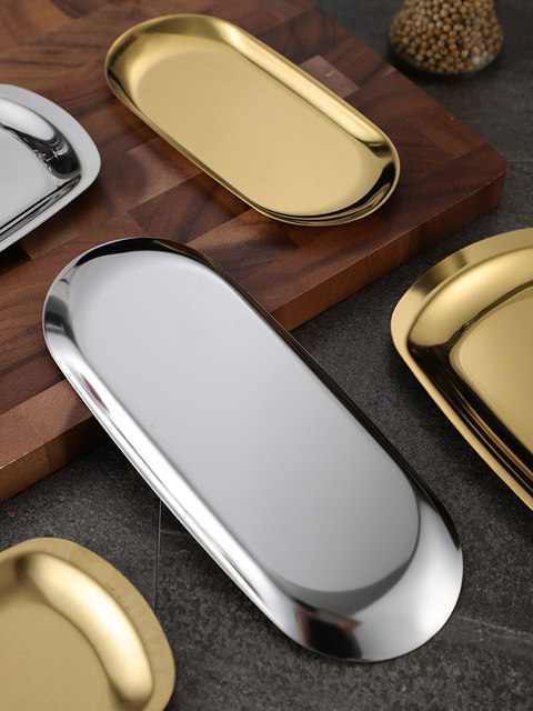 Korean stainless steel rectangular dish barbecue plate flat plate snack ...