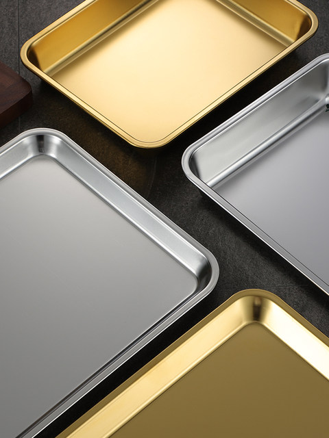 Japanese stainless steel rectangular plate commercial golden barbecue ...