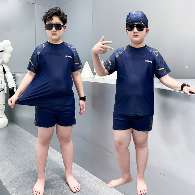 Fat boy swimsuit set 2024 new fattened and enlarged quick-drying ...