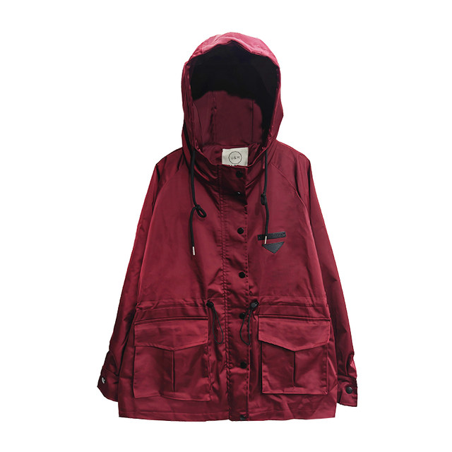 Spring and Autumn Women's Mid-Length Waist Jacket Windproof Hooded ...