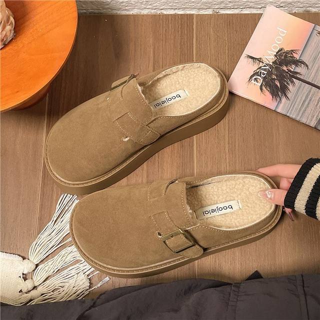 Thick bottom retro Bolken slippers Female big size hairy piercing plus ...