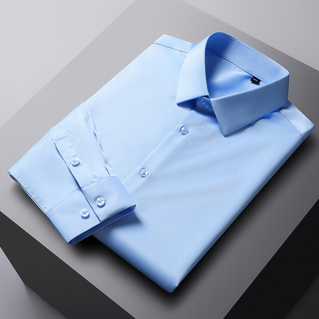 Silky seamless shirt business formal wear high-end long-sleeved shirt ...