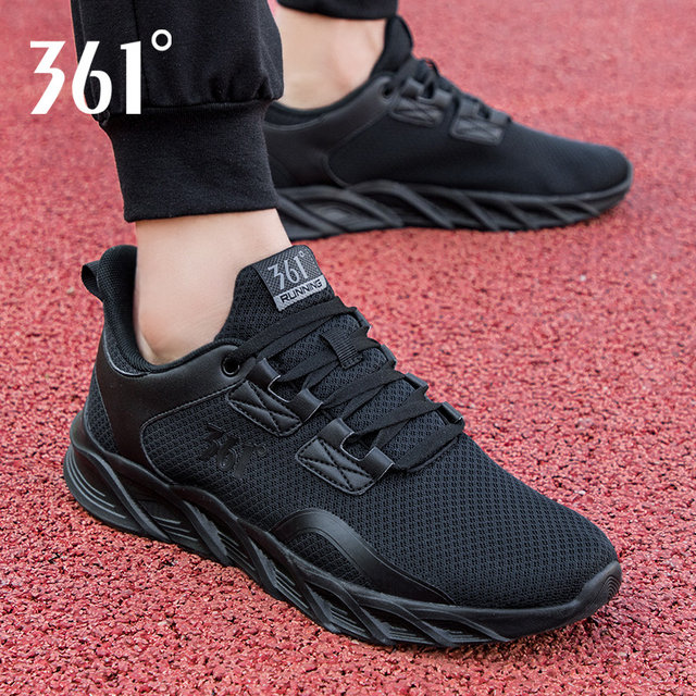 361 Men's Shoes Running Shoes All Black Breathable Shoes Men's Pure ...