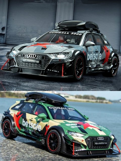 Simulation 1:24 Audi RS6 modified alloy car model crock car large ...