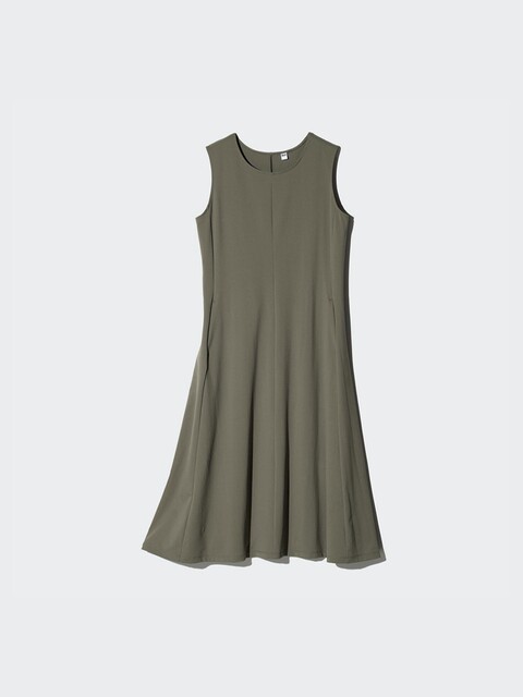Uniqlo women's high elastic sleeveless dress white skirt with inner 25 ...