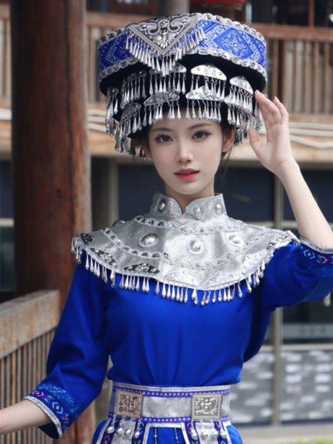 March 3rd Guangxi Zhuang costume female adult ethnic minority Yao Zhuang clothes Miao dance ...