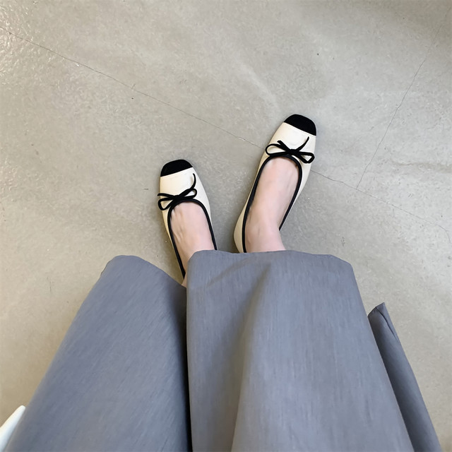 Flat-soled small-soled grandma shoes apricot single shoes women's shoes ...