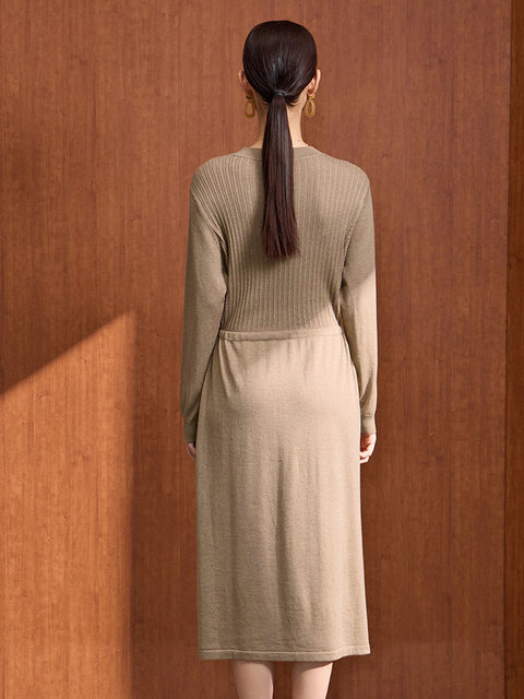 Ma Tiannu 2025 Spring Pure Colle Needle Knit Dress Dagging Skills Waist ...