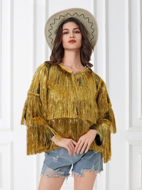 Bright silk short loose and glittering top female tide brand singer ...
