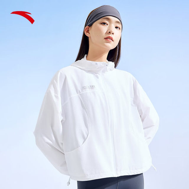 ANTA autumn women's coat thin jacket running fitness hooded cardigan ...