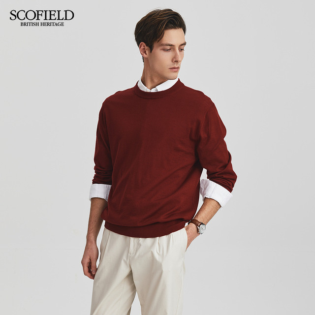 SCOFIELD Men's 24th Autumn New Casual Round Neck Multi-Color Sweater ...