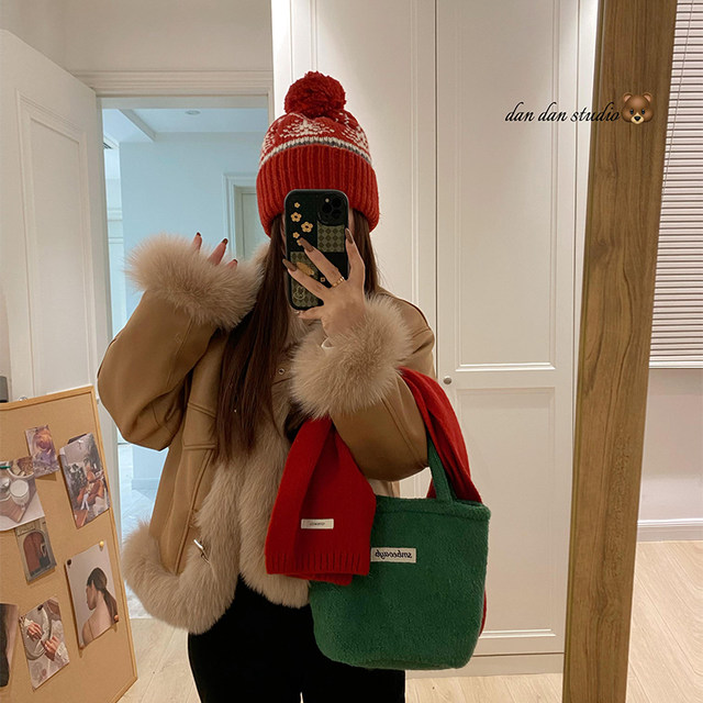 Rich Mocha! Fox Fupa Curva Jacket Female Winter 2024 New suede Goose ...