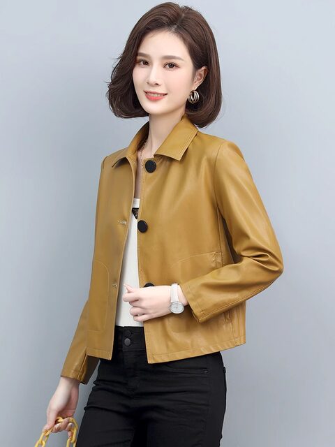 KAYANTY genuine leather women's short jacket 2024 spring and autumn new ...
