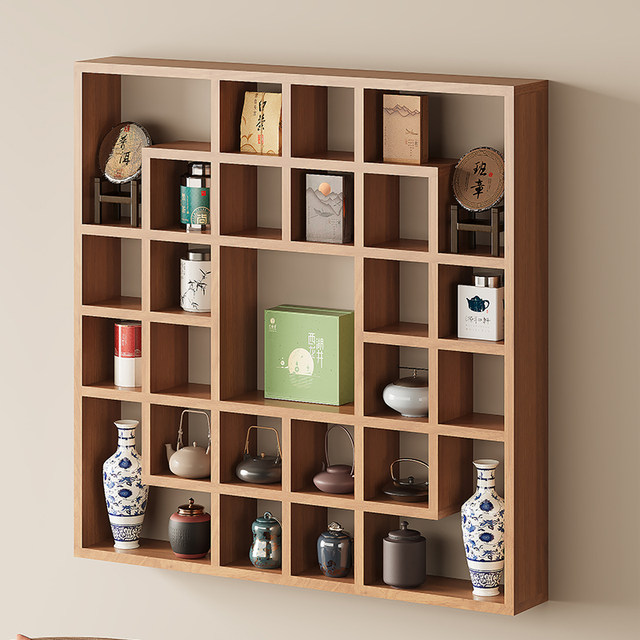 Customized solid wood lattice rack wall storage rack wall-mounted ...