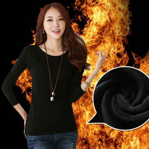 2018 autumn and winter new velvet thick long -sleeved T -shirt slim ...