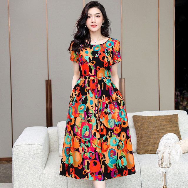 2024 New Broad Lady Shanghai Cotton Silk Dress Women's Summer Mom High ...