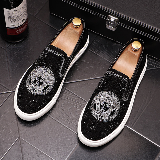 European trendy men's all-match breathable single shoes rhinestone ...