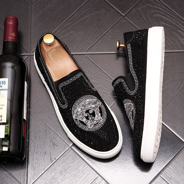 European trendy men's all-match breathable single shoes rhinestone ...