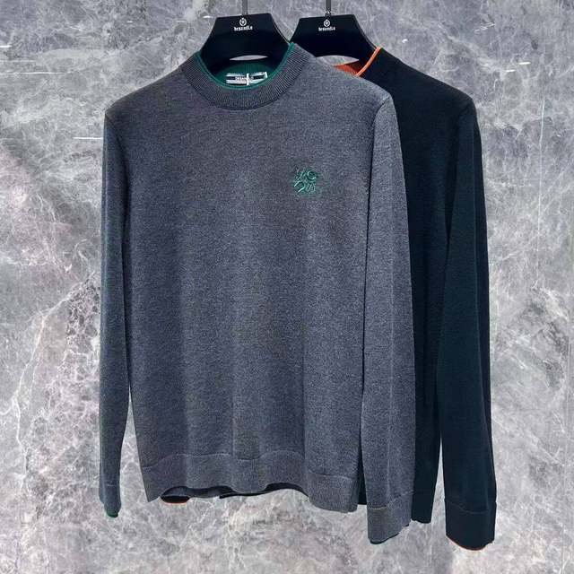 European high-end autumn and winter men's long-sleeved sweaters, round ...