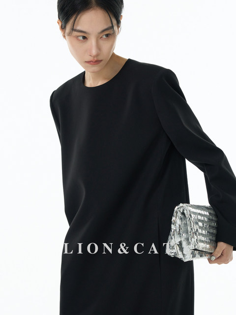 LIONCAT/Very simple and urgent need/New spring style casual, simple, loose, long-sleeved dress ...