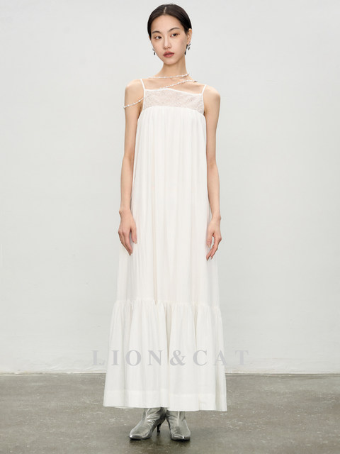 LIONCAT/Summer new design sense fashionable sequin hollow casual vacation style suspender dress ...