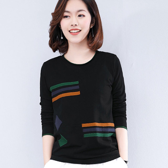 2024 spring and autumn new long-sleeved T-shirt for middle-aged women ...