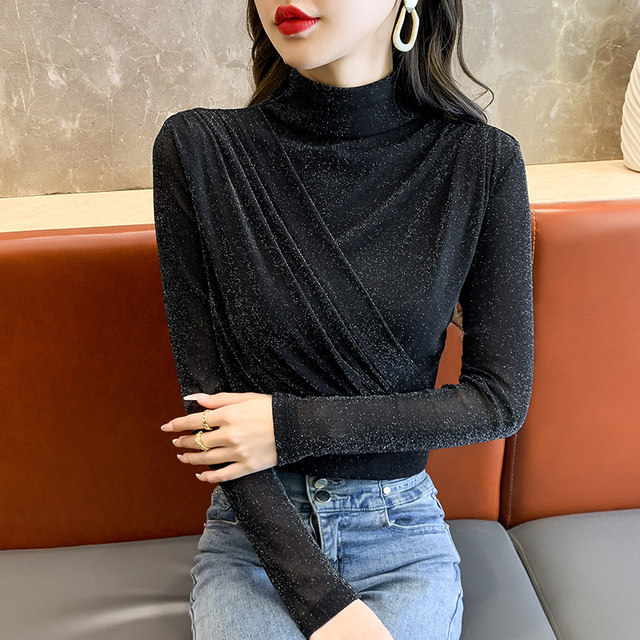 Thin/plus velvet autumn and winter silver fox velvet mesh long sleeves ...