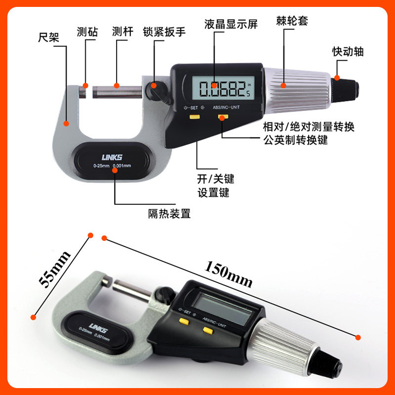 Mikrometer diameter luar digital harbin - mikrometer spiral presisi ...