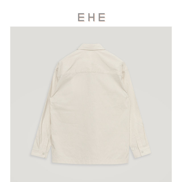 EHE men's clothing spring and summer new beige gray vertical striped ...