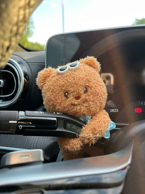 Cute bear cartoon car wiper turning to the light decoration car inside ...